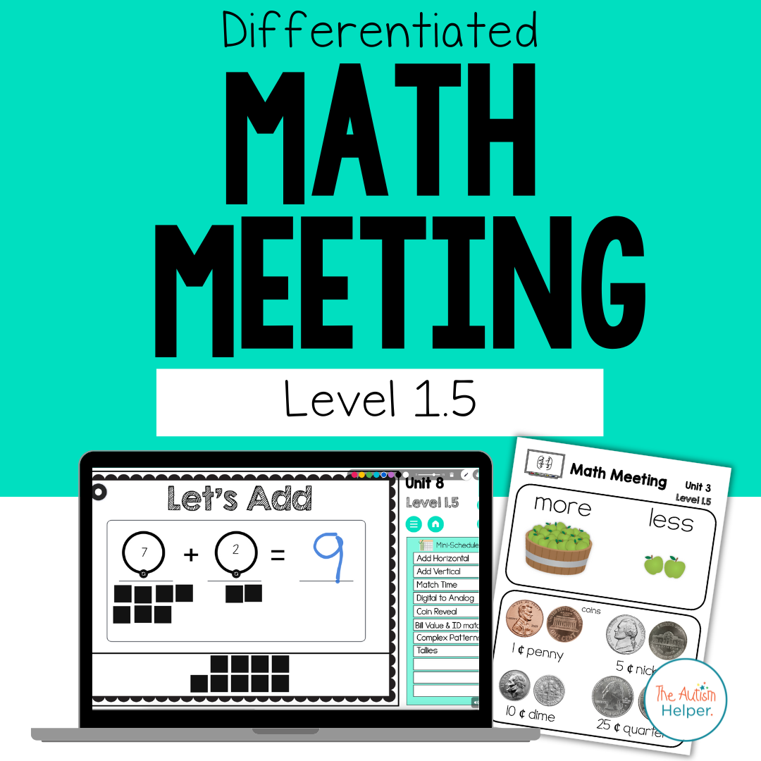 Differentiated Math Meeting Level 1.5 – The Autism Helper