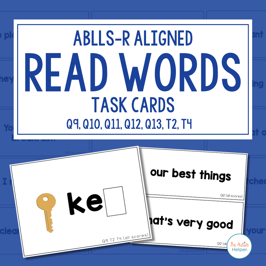 Read Words Task Cards [ABLLS-R Aligned Q9, Q10, Q11, Q12, Q13, T2, T4 ...