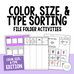 Color, Size, and Type Sorting File Folder Activity Mega Pack – The ...