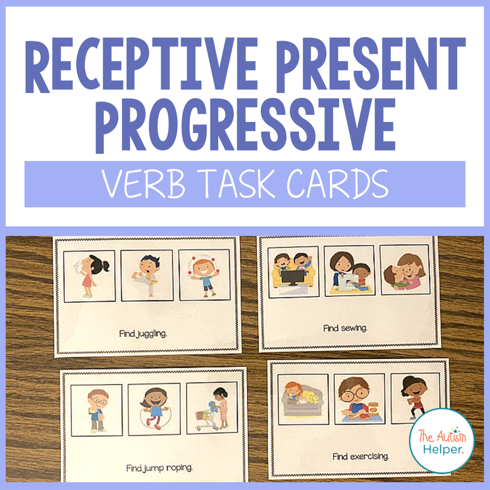Receptive Present Progressive Task Cards – The Autism Helper