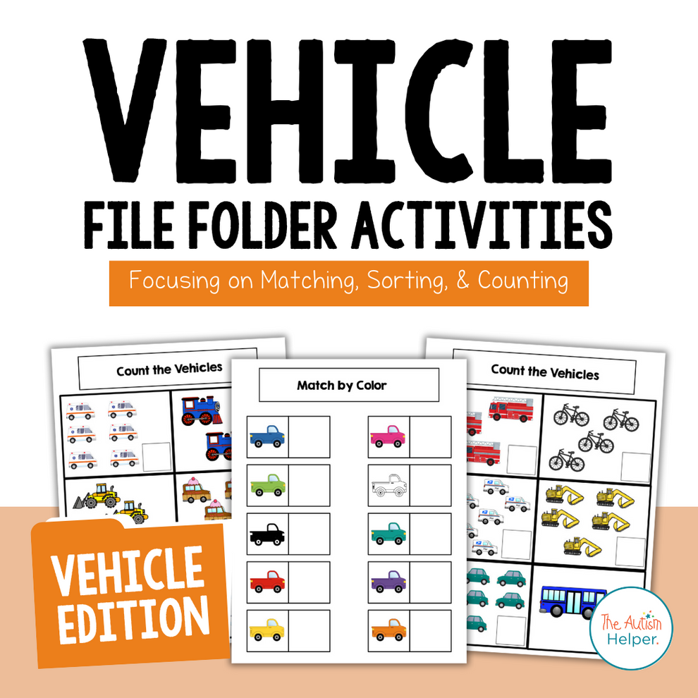 Vehicle Themed File Folder Activities – The Autism Helper