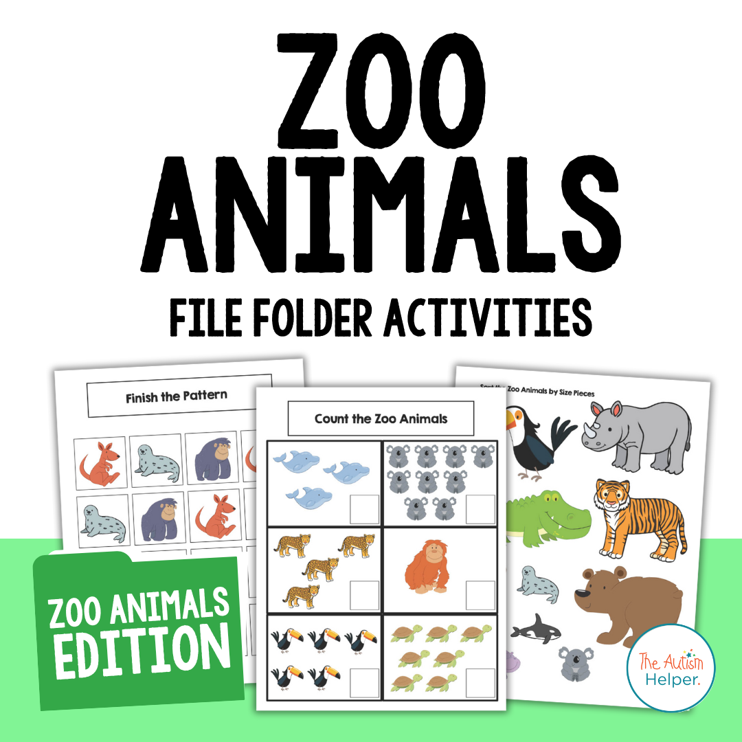 Zoo Animals File Folder Activities – The Autism Helper