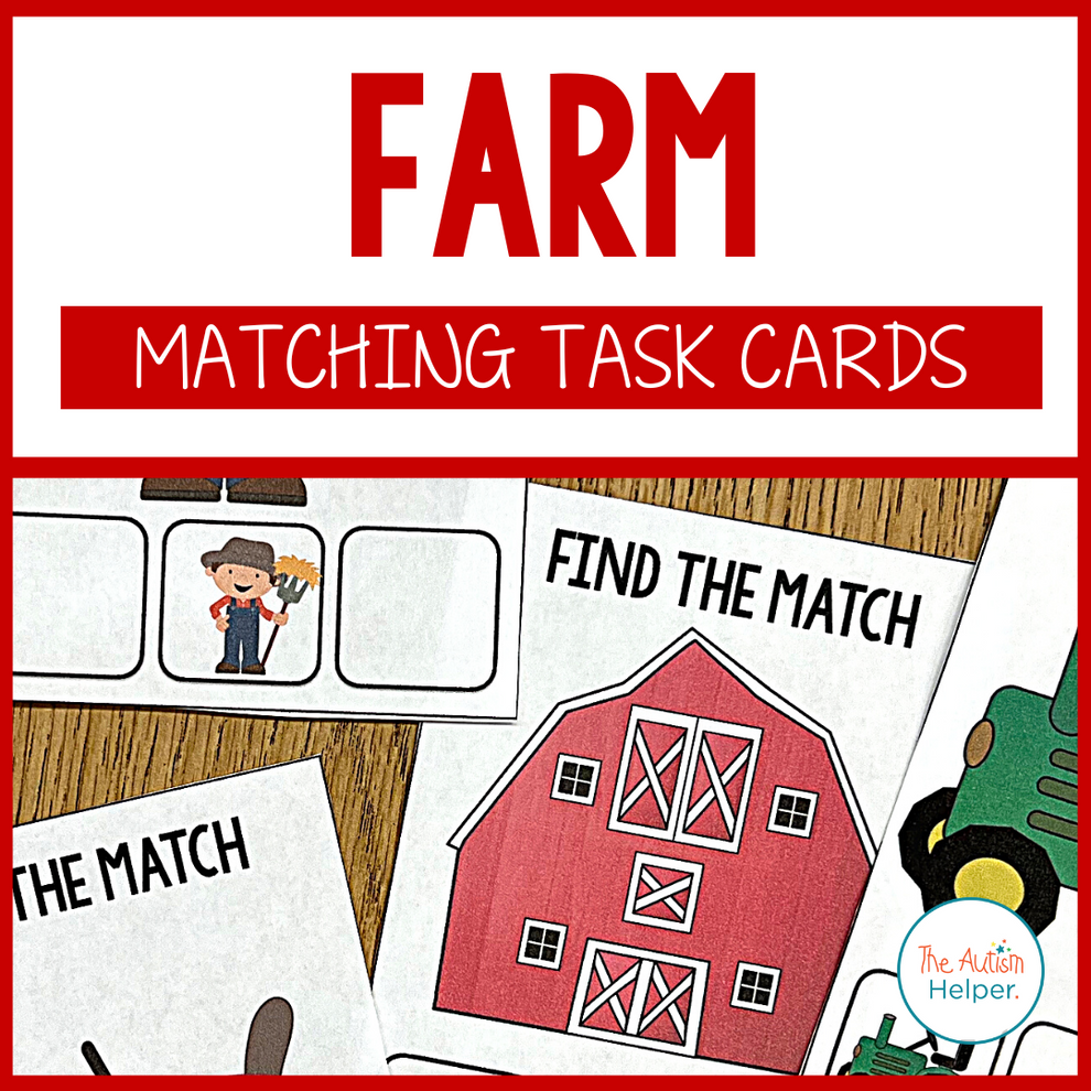 Farm Themed Errorless & Identical Matching Task Cards – The Autism Helper