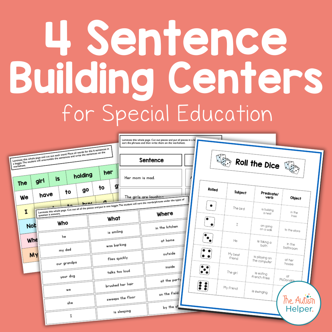 4 Sentence Building Literacy Centers for Special Education – The Autism ...