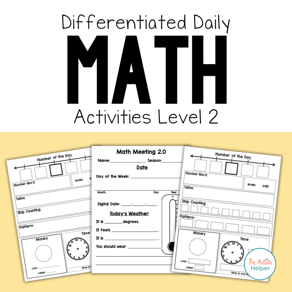 Differentiated Daily Math Activities Level 2 – The Autism Helper