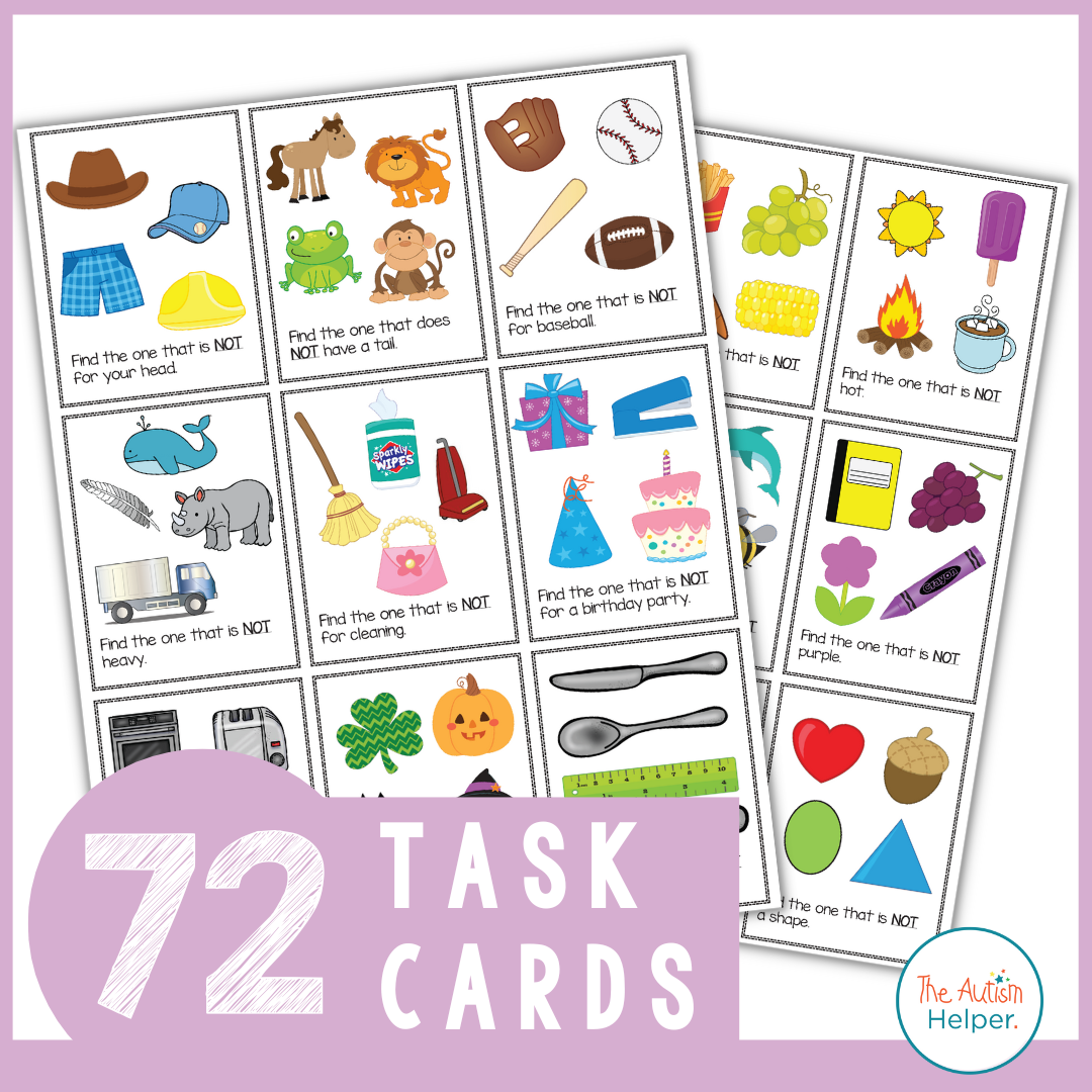 Non-Example and Negation Task Cards – The Autism Helper