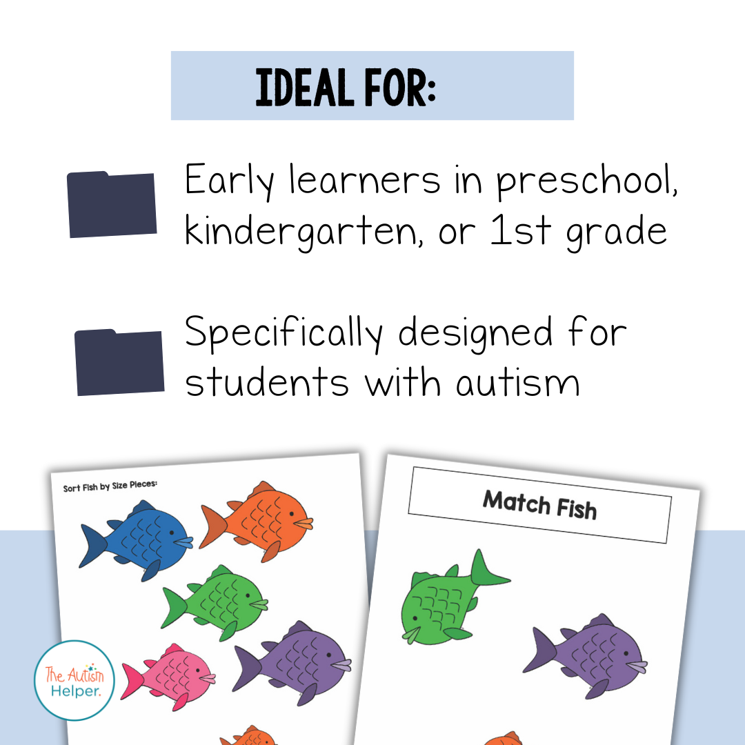 Fish Themed File Folder Activities – The Autism Helper