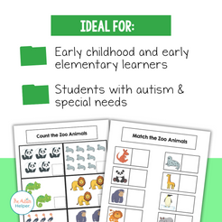 Zoo Animals File Folder Activities – The Autism Helper