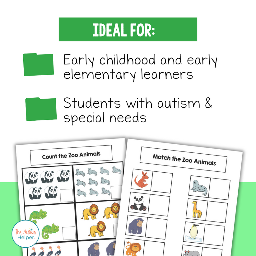 Zoo Animals File Folder Activities – The Autism Helper
