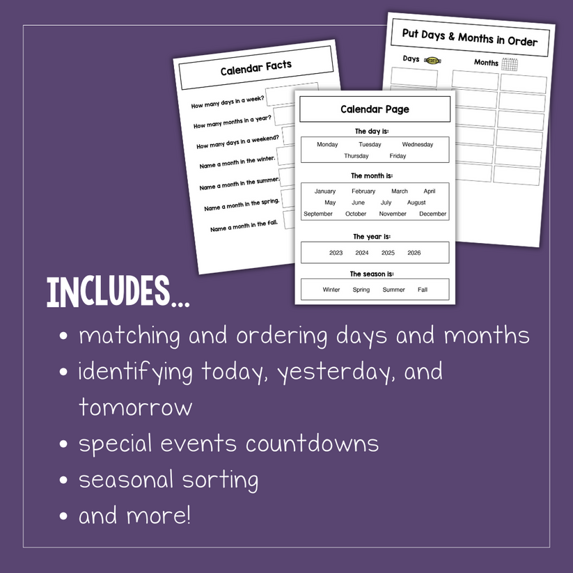 Differentiated Adapted Calendar Activities – The Autism Helper