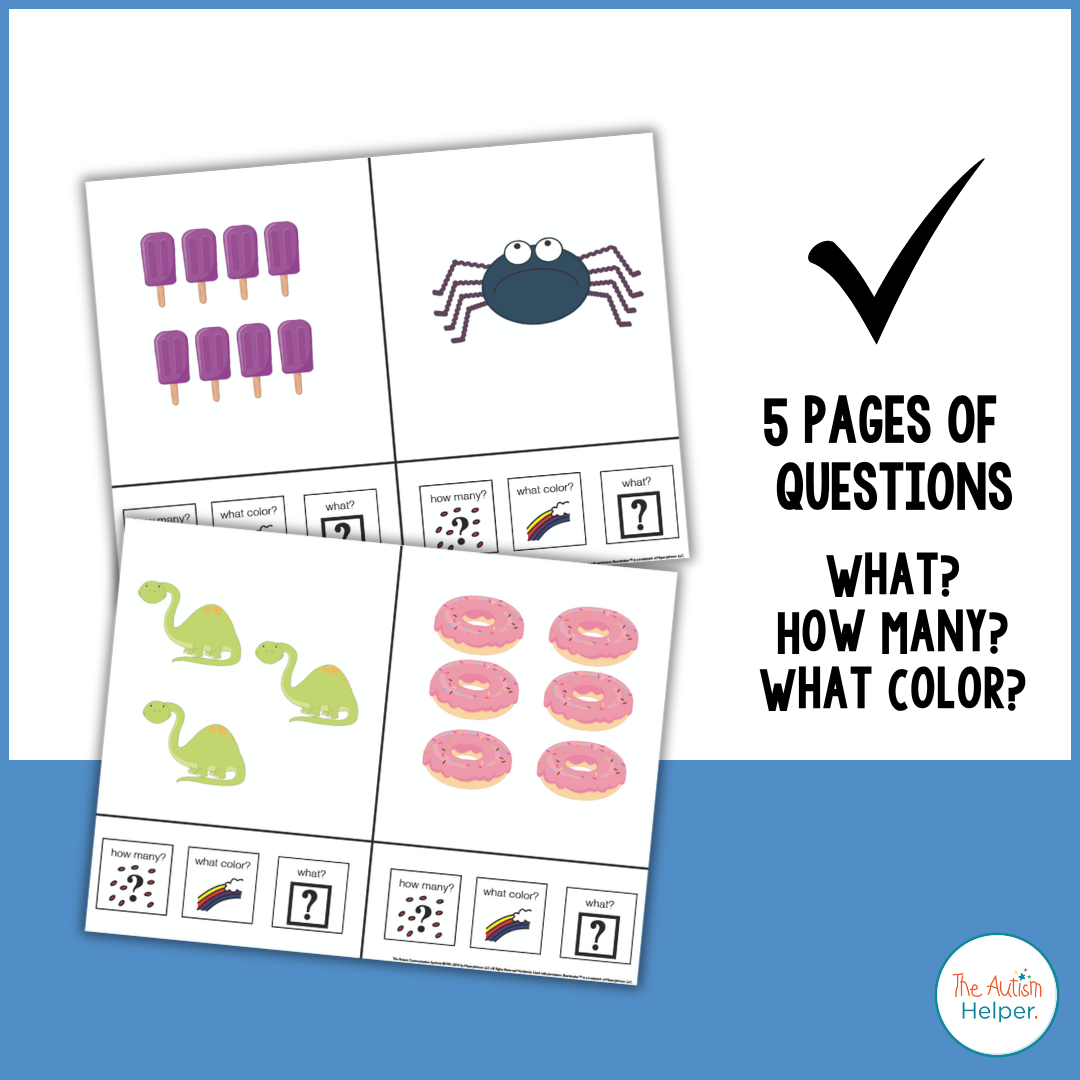 Count, Color, & Name Wh-Question Adapted Book VERSION 2 – The Autism Helper