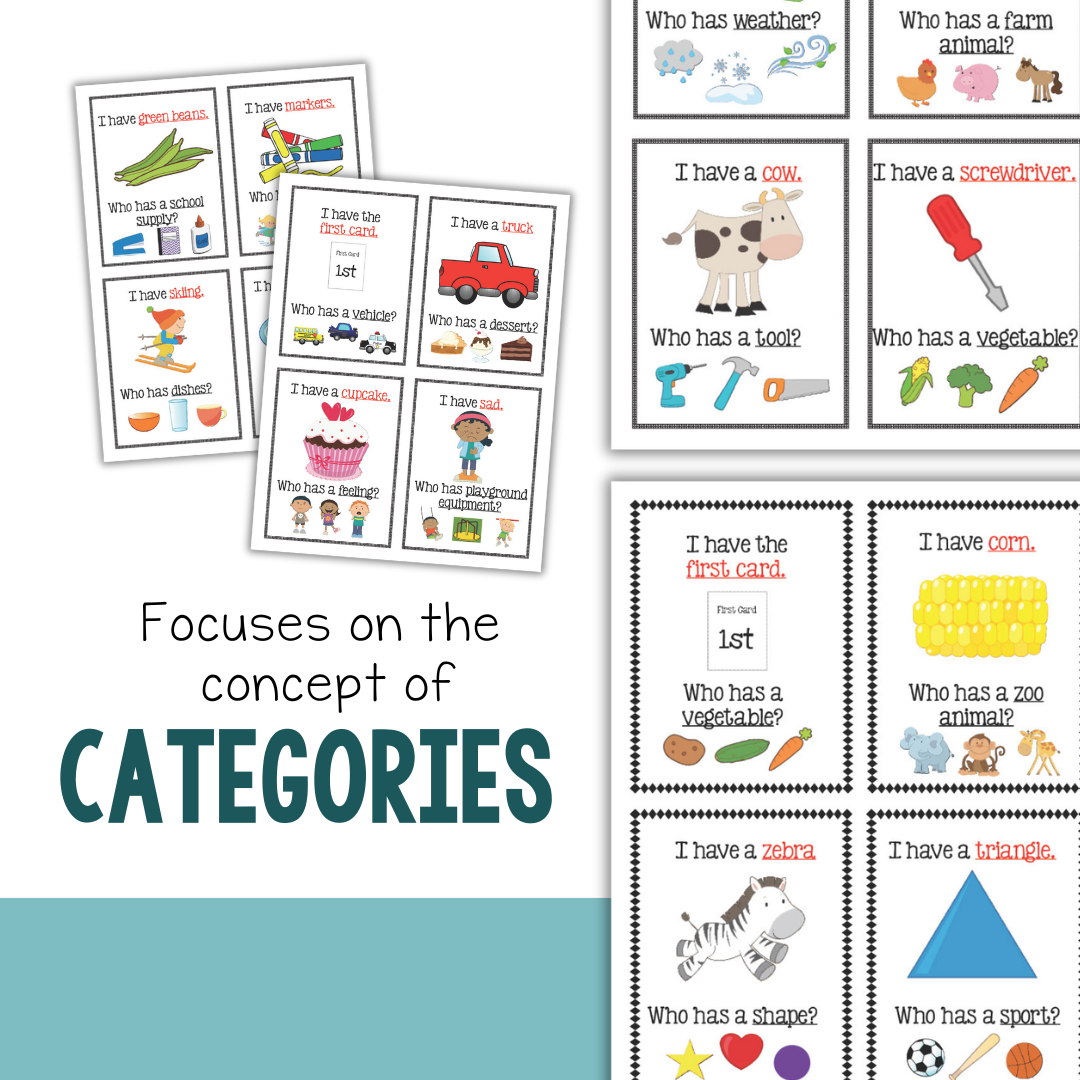 I Have, Who Has? Category Card Game – The Autism Helper