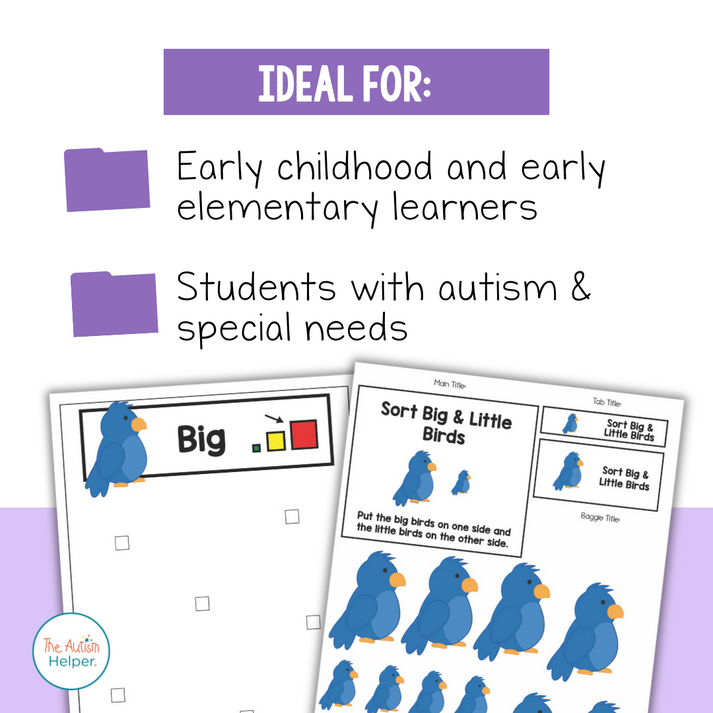 Color, Size, and Type Sorting File Folder Activity Mega Pack – The ...