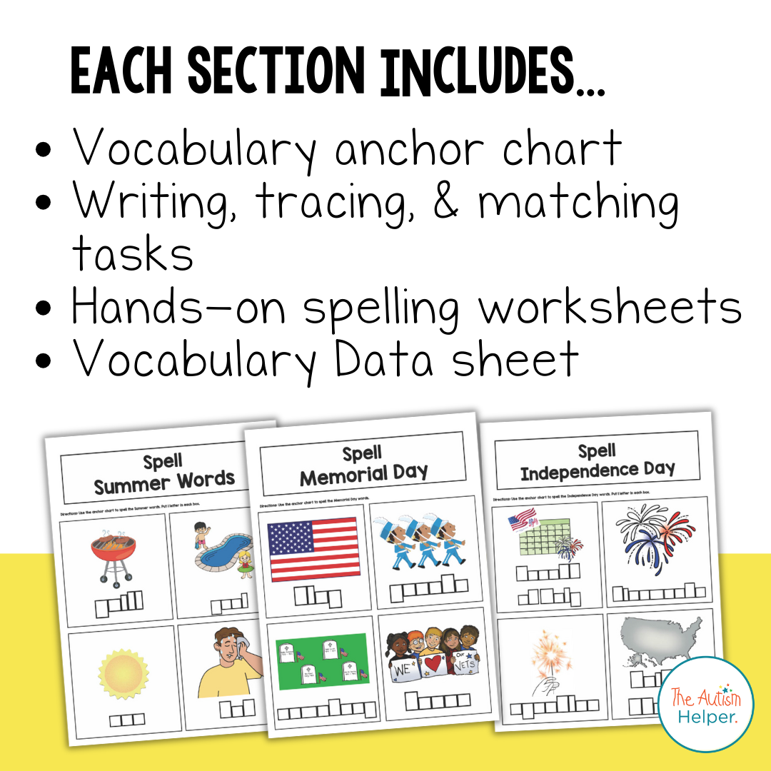 Summer Vocabulary Unit – The Autism Helper