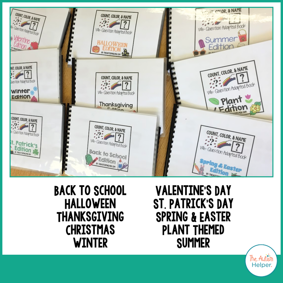 Count, Color, & Name Wh-Question Adapted Book Series - SEASONAL BUNDLE ...
