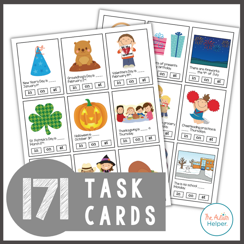 Time Preposition Task Cards – The Autism Helper
