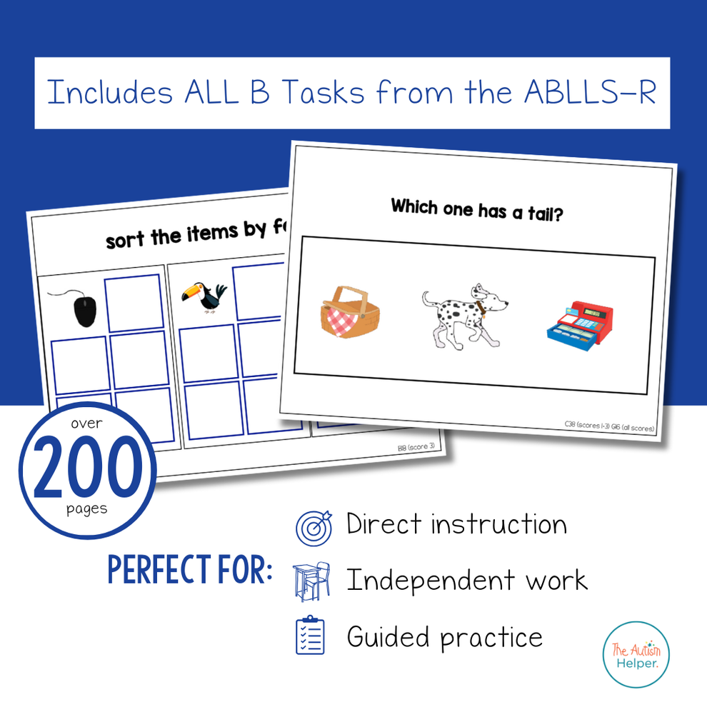 Visual Performance Task Card BUNDLE [ABLLS-R Aligned ALL B TASKS] – The ...