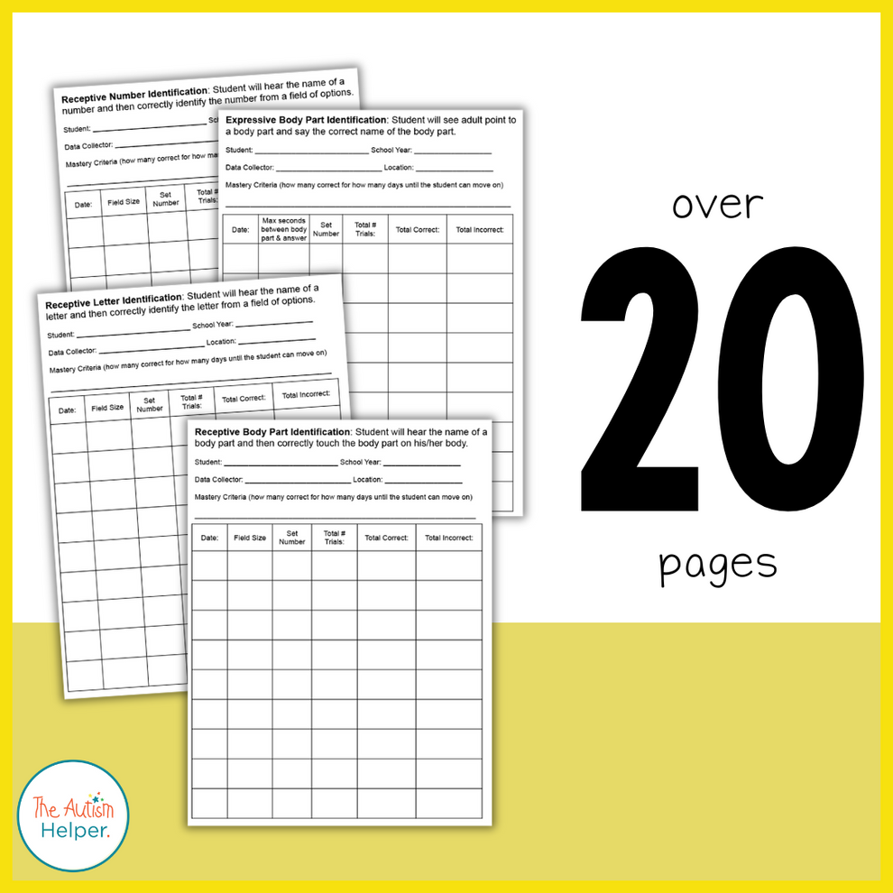 Editable Discrete Trial Data & Goal Sheets Set 1 – The Autism Helper