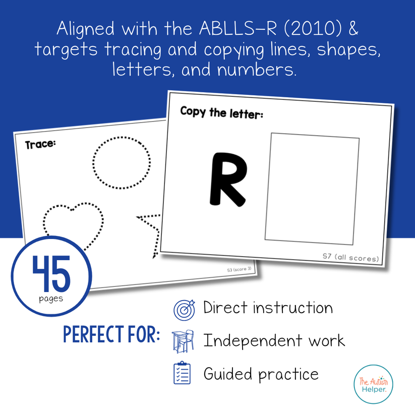 Copy & Trace Task Cards [ABLLS-R S2 - S8, T3] – The Autism Helper