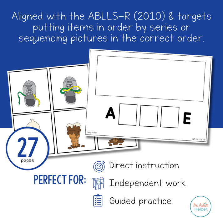 Seriation and Sequencing Task Cards [ABLLS-R Aligned B25, B26] – The ...