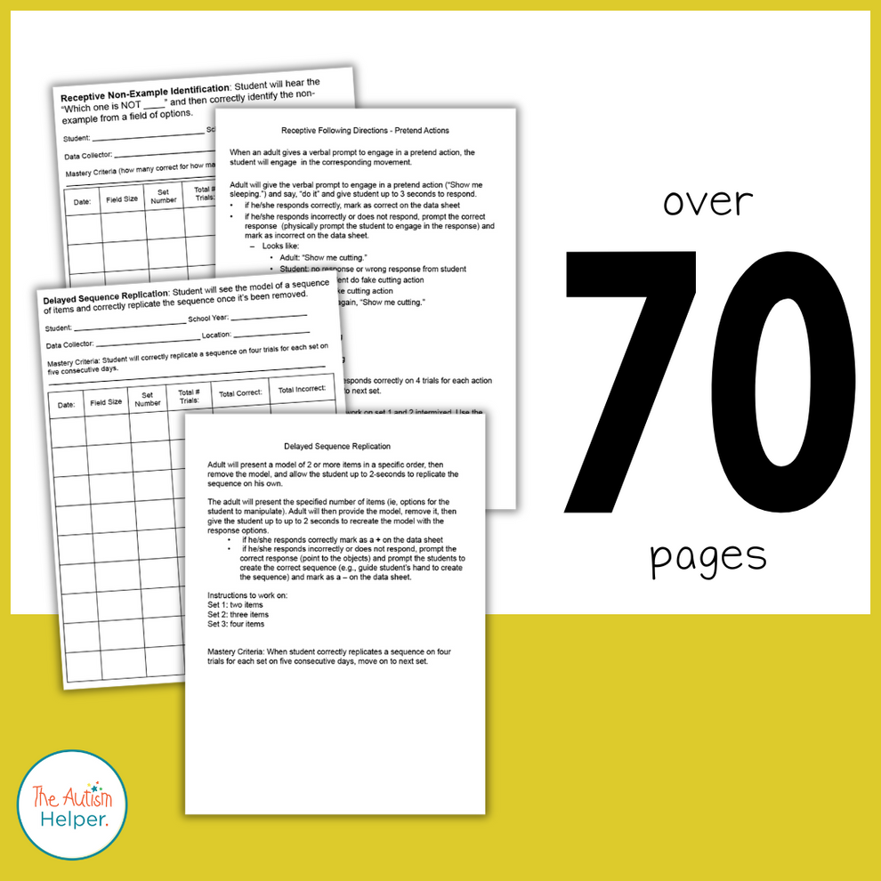Editable Discrete Trial Data & Goal Sheets Set 3 – The Autism Helper