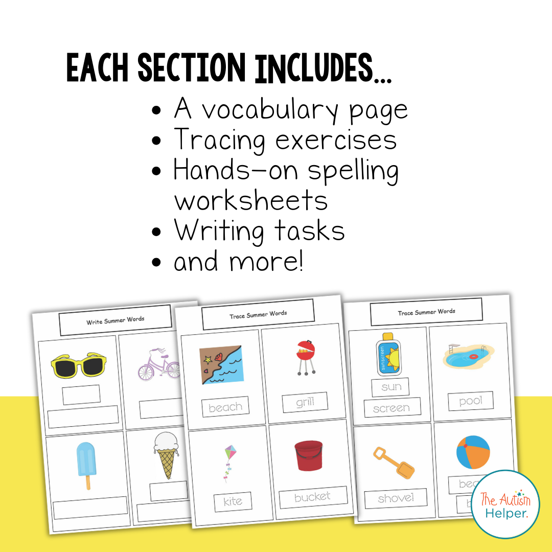 Summer Themed Vocabulary Mini Unit – The Autism Helper