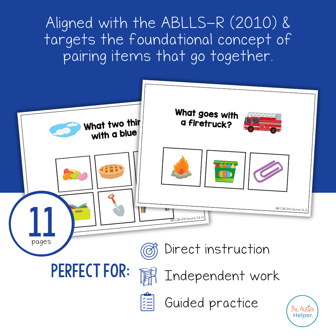 Associated Picture Task Cards [ABLLS-R Aligned B16, C36, G14] – The ...