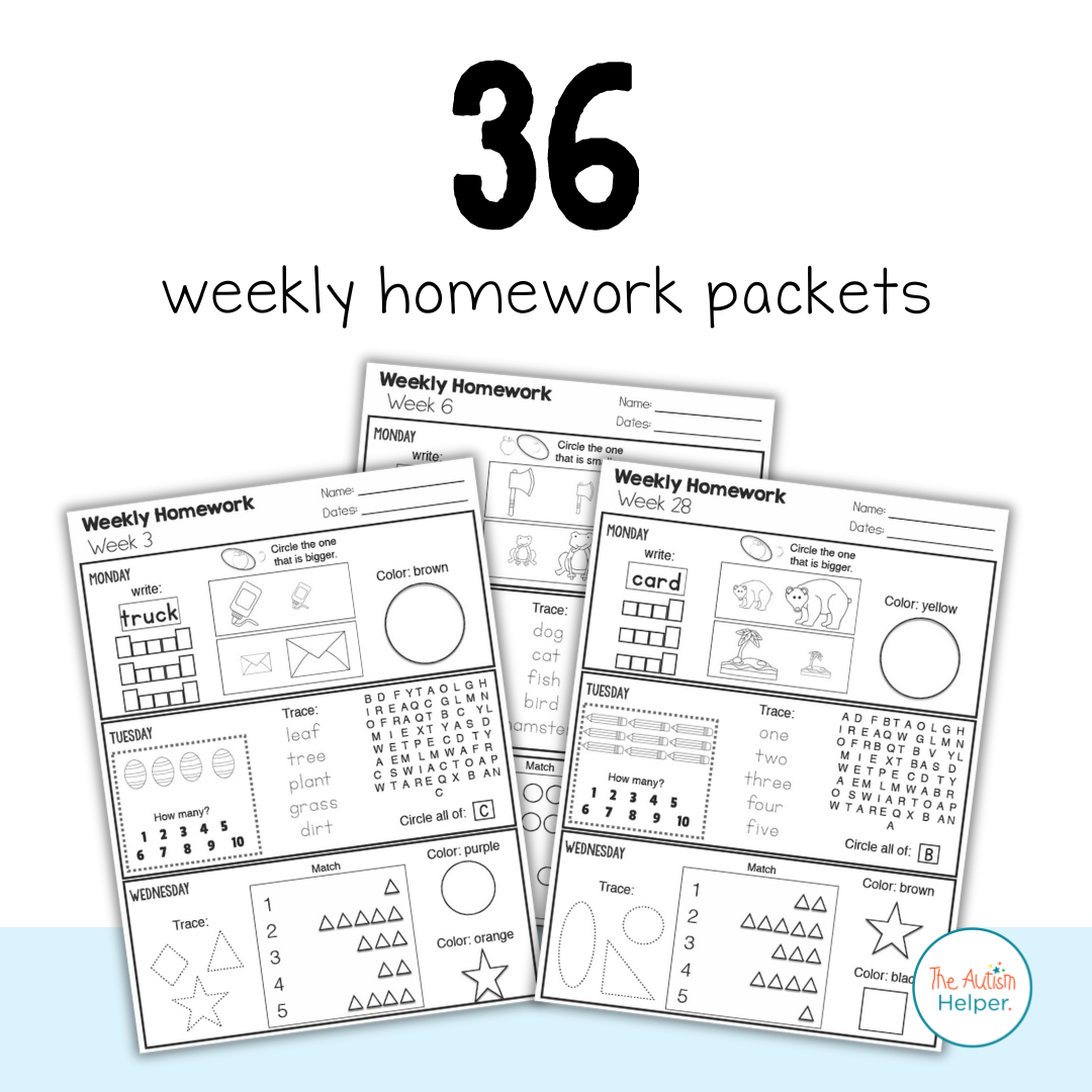 Leveled Homework {Level 1} – The Autism Helper
