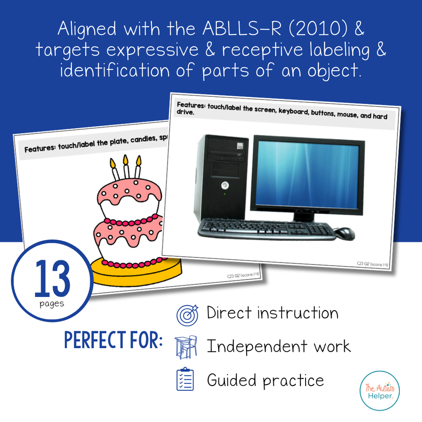 Parts of Items Task Cards [ABLLS-R Aligned C23, G12] – The Autism Helper