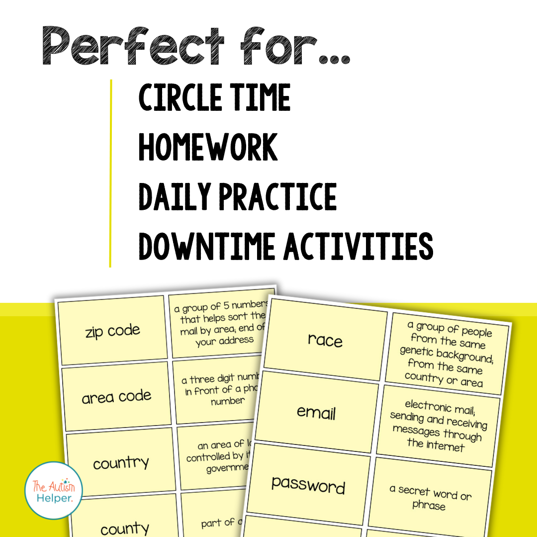 Personal Information Mega Pack {Level 3} – The Autism Helper