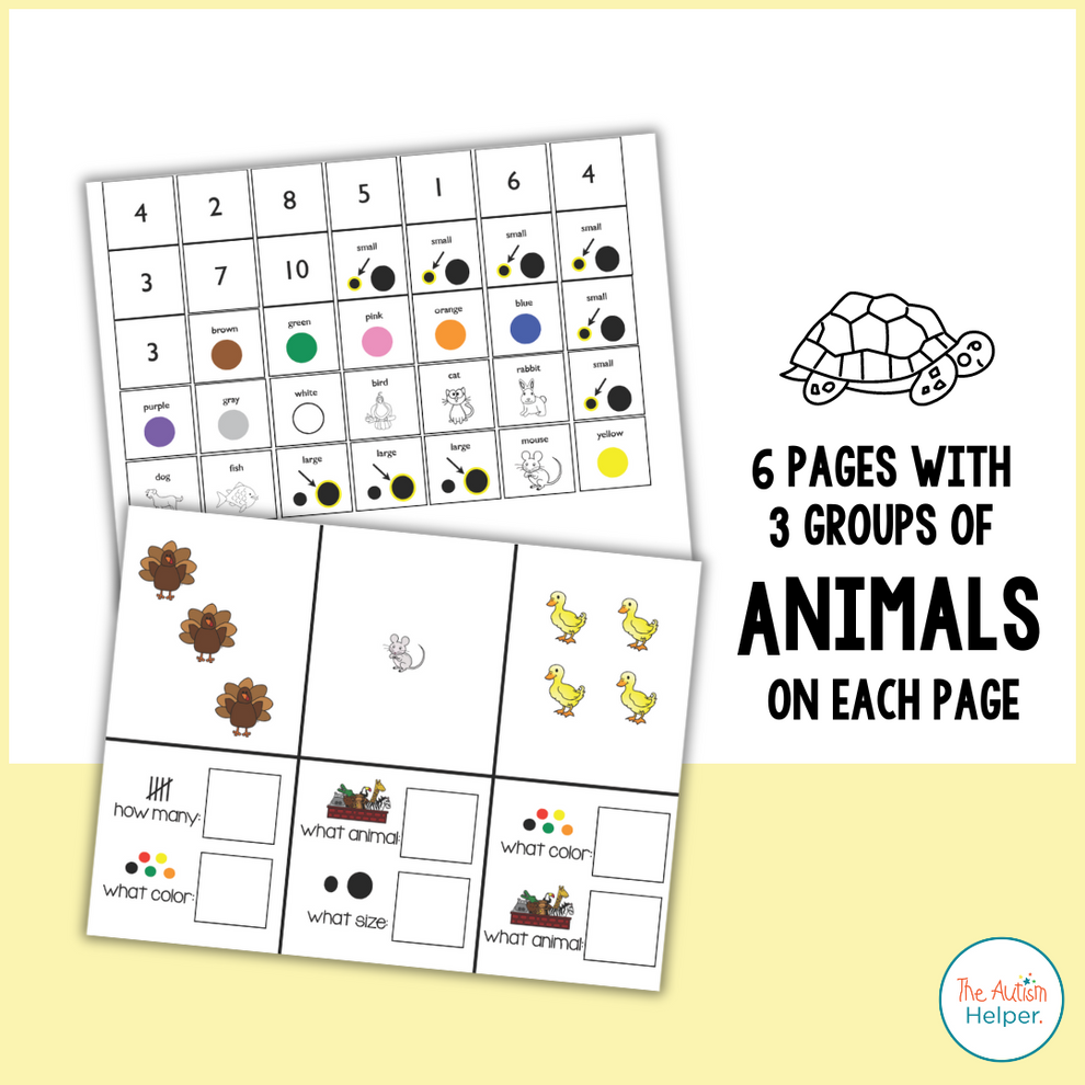 Size, Color, & Counting Animal Adapted Book – The Autism Helper