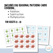 Seasonal Add, Subtract, & Multiply Matching Cards – The Autism Helper