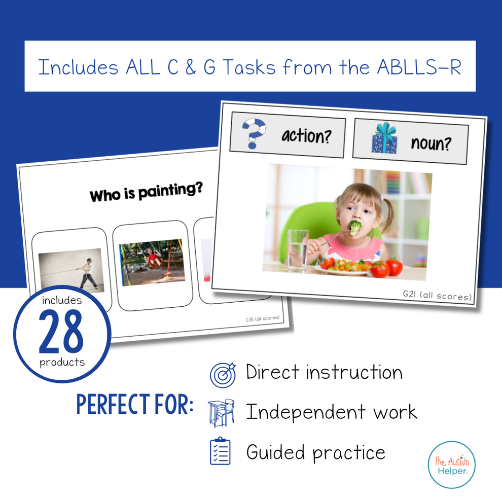 Receptive & Labeling Task Card BUNDLE [ABLLS-R Aligned ALL C & G TASKS ...