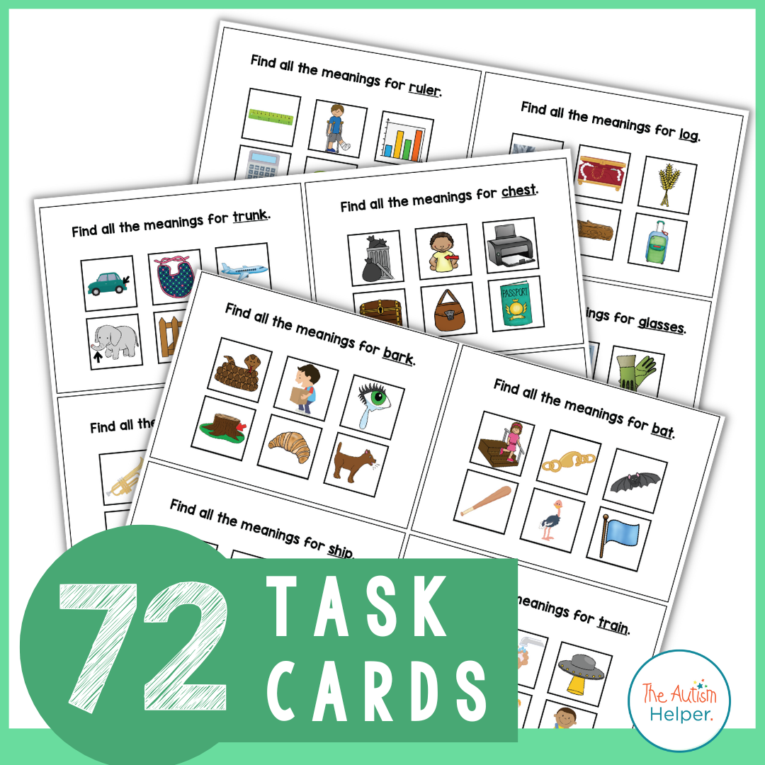 Multiple Meaning Word Task Cards – The Autism Helper
