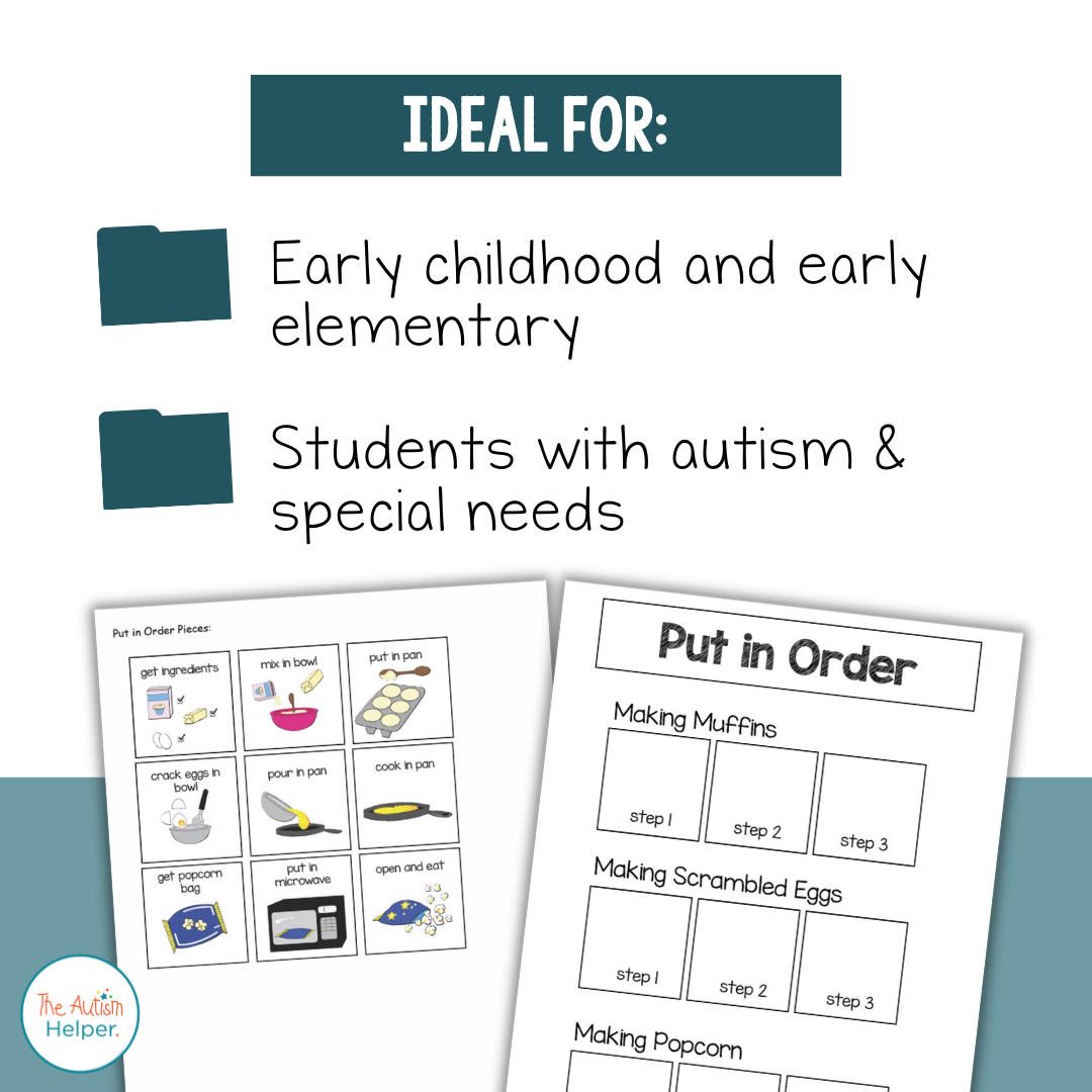 Cooking Sequencing File Folder Activities – The Autism Helper