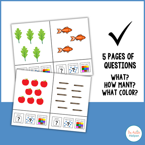 Count, Color, & Name Wh-Question Adapted Book – The Autism Helper