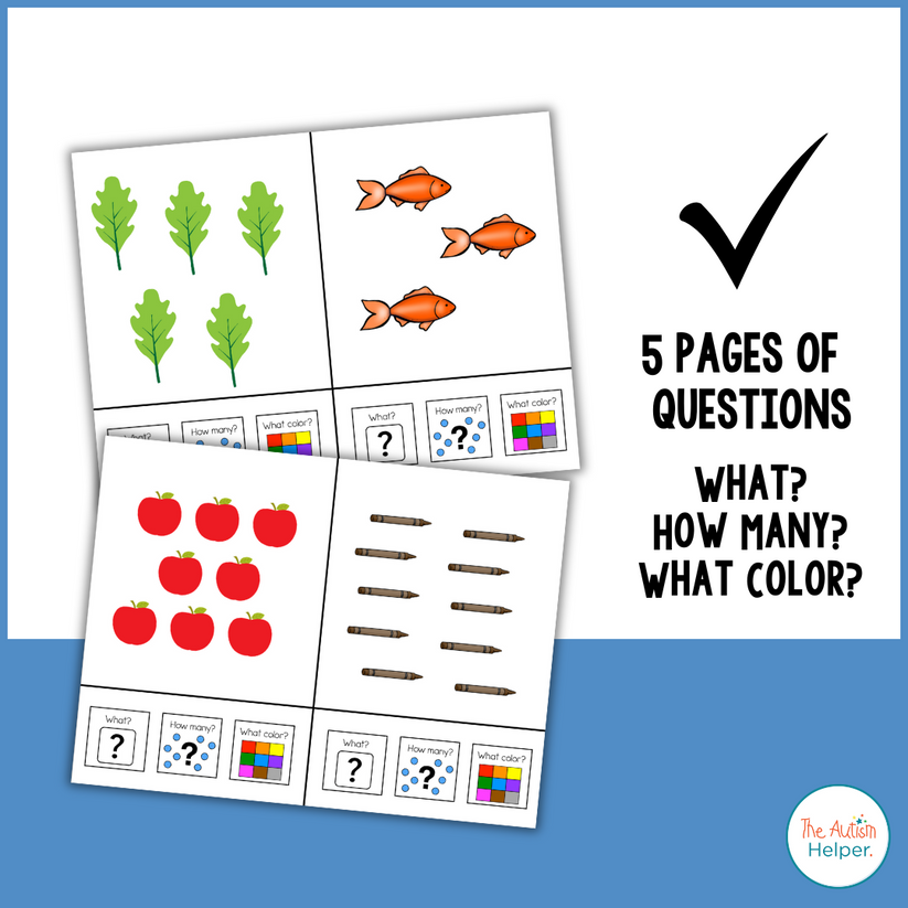 Count, Color, & Name Wh-Question Adapted Book – The Autism Helper