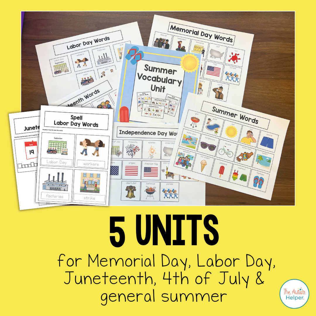 Summer Vocabulary Unit – The Autism Helper