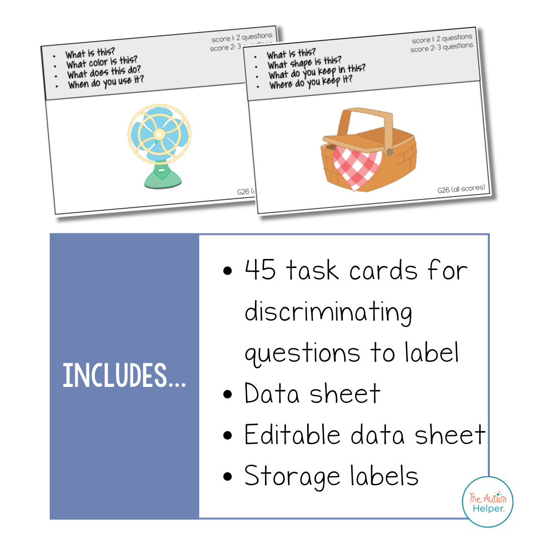 Discriminate Between Different Questions Task Cards [ABLLS-R Aligned G ...