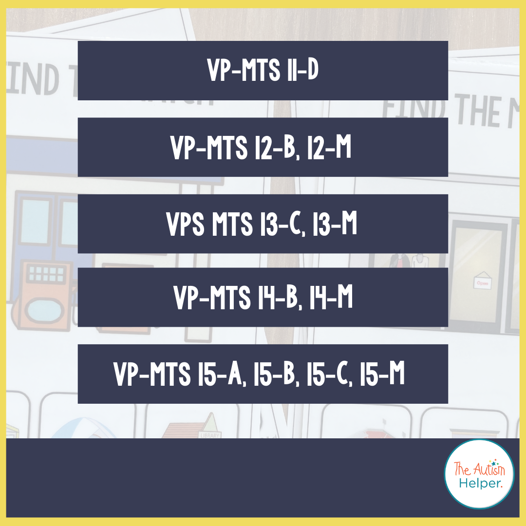 VB-MAPP Task Cards: Visual Perceptual Skills & Match to Sample Level 3 ...