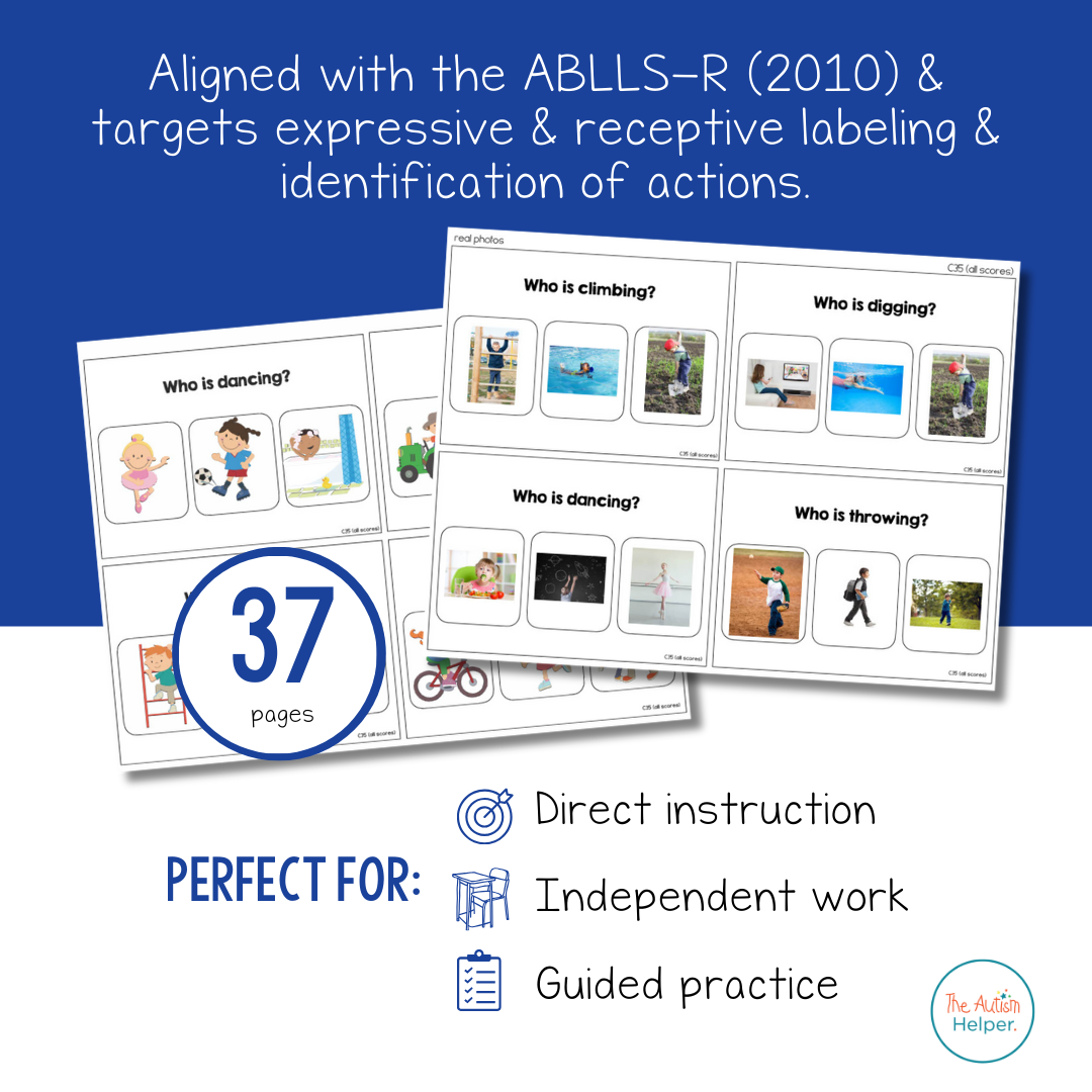 Action Task Cards [ABLLS-R Aligned C35, G8] – The Autism Helper