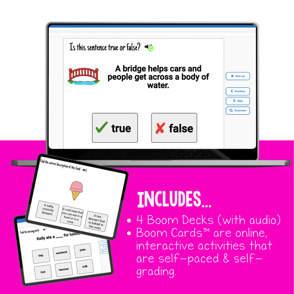 Vocabulary Reading Comprehension Interactive Boom Cards – The Autism Helper