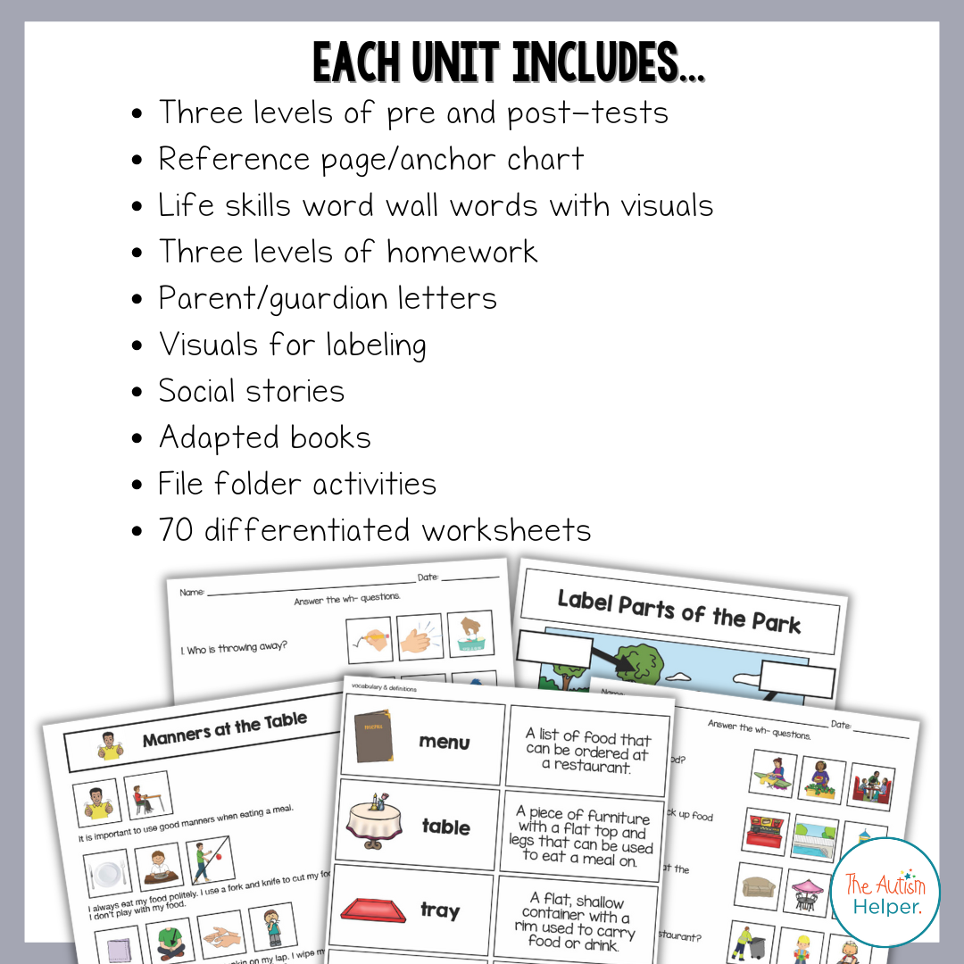 Community Life Skills Unit BUNDLE – The Autism Helper