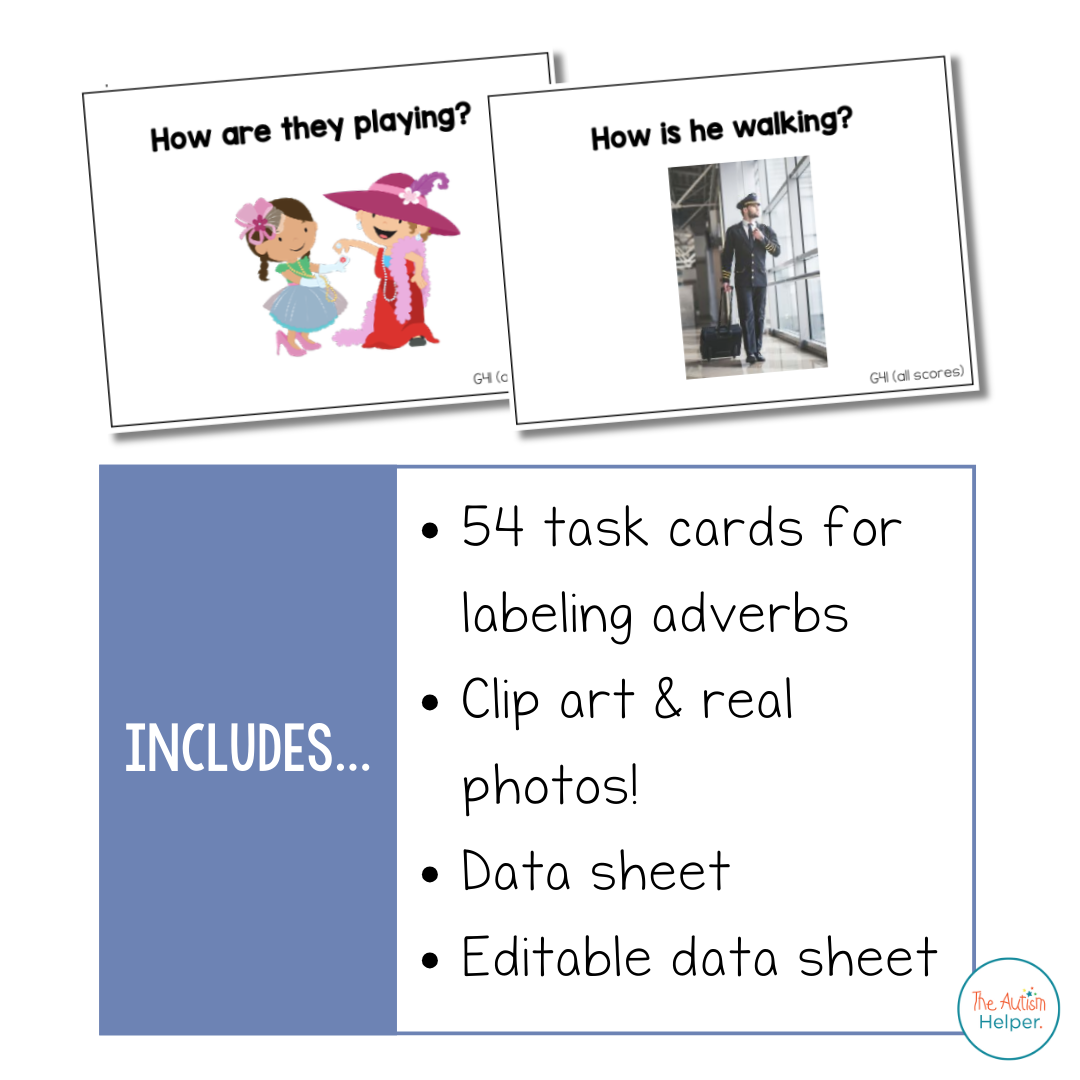 Adverb Task Cards [ABLLS-R Aligned G41] – The Autism Helper