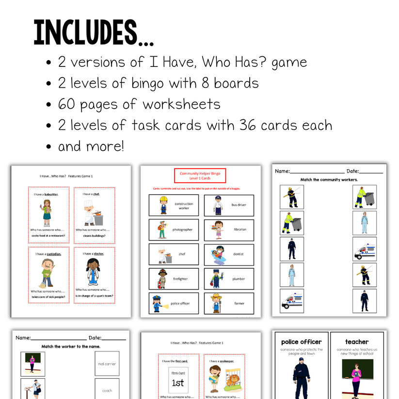 Community Helpers Differentiated Unit – The Autism Helper