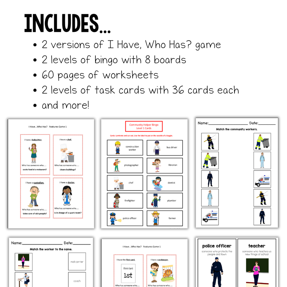 Community Helpers Differentiated Unit – The Autism Helper