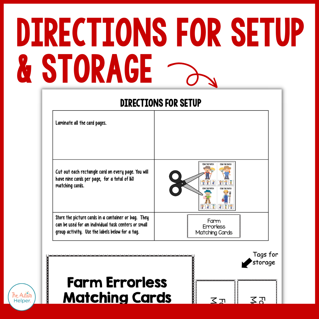 Farm Themed Errorless & Identical Matching Task Cards – The Autism Helper