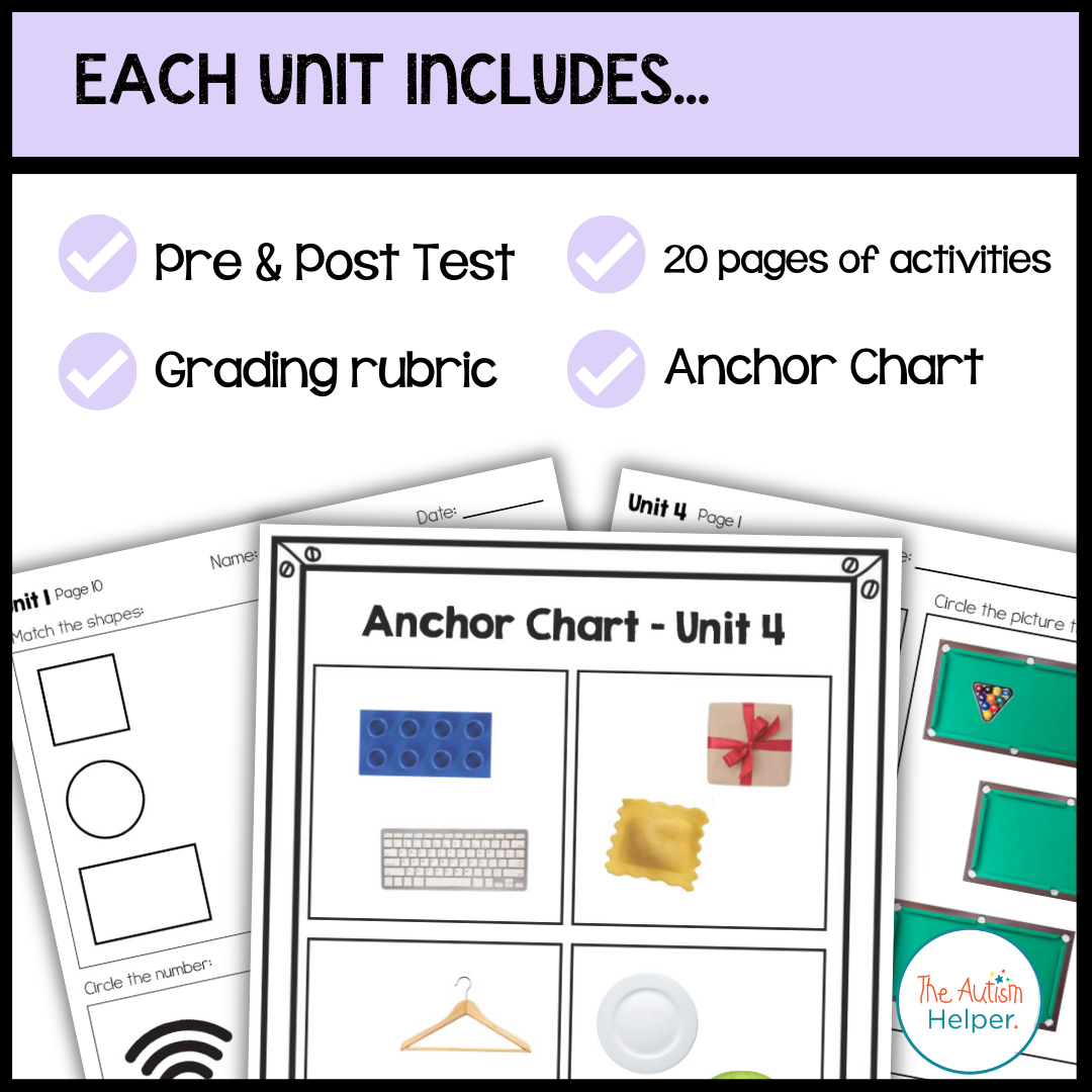 Functional Math Leveled Daily Curriculum {LEVEL 0.5} – The Autism Helper