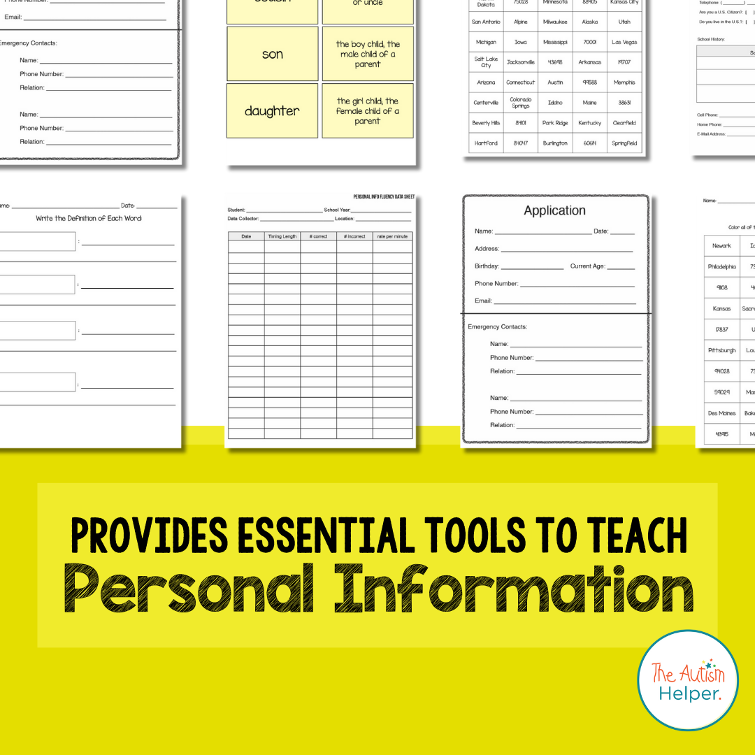 Personal Information Mega Pack {Level 3} – The Autism Helper