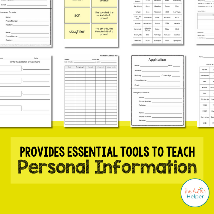 Personal Information Mega Pack {Level 3} – The Autism Helper